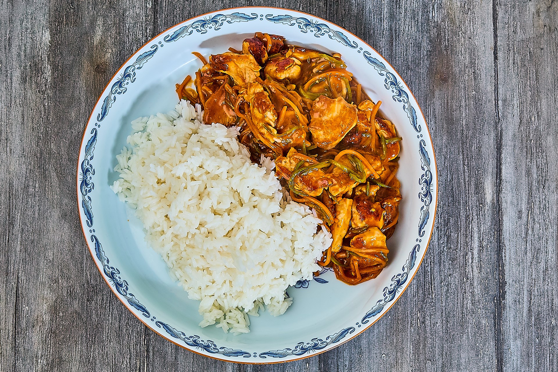 Wok med kylling, grøntsager og sur-sød peanutsauce - Opskrift fra ...