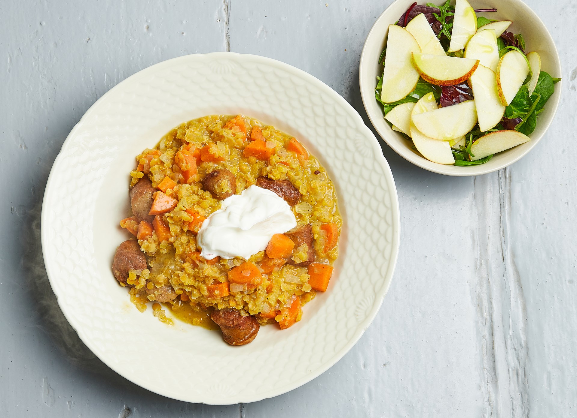 Pølse og krydrede linser - Opskrift fra Skagenfood.dk